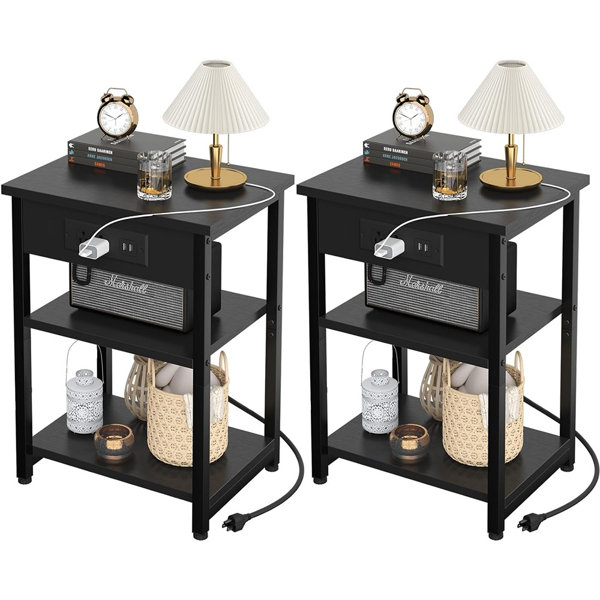 Ebern Designs Silvan End Table Set and Built-In Outlets | Wayfair